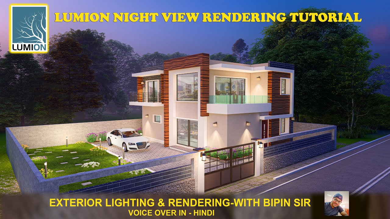 LUMION Realistic Rendering, Night view, Elevation-1, Lumion tutorial ...