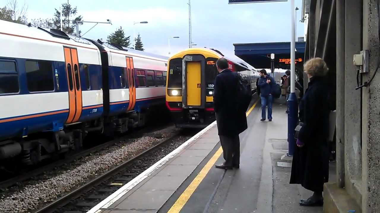 SWT Class 159 001, the first 159 arriving at Gillingham, Dorset Station ...