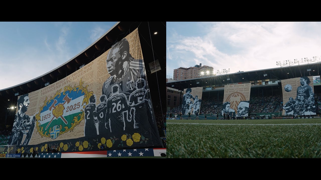 Watch the raising of the largest painted tifo in MLS history - YouTube