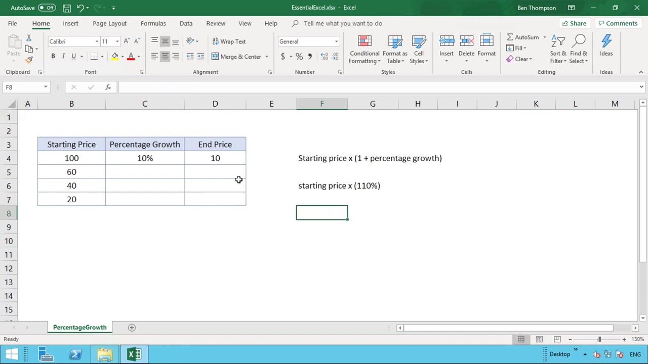 Increase A Number By A Percentage In Excel YouTube Increase A Number By A Percentage In Excel YouTube