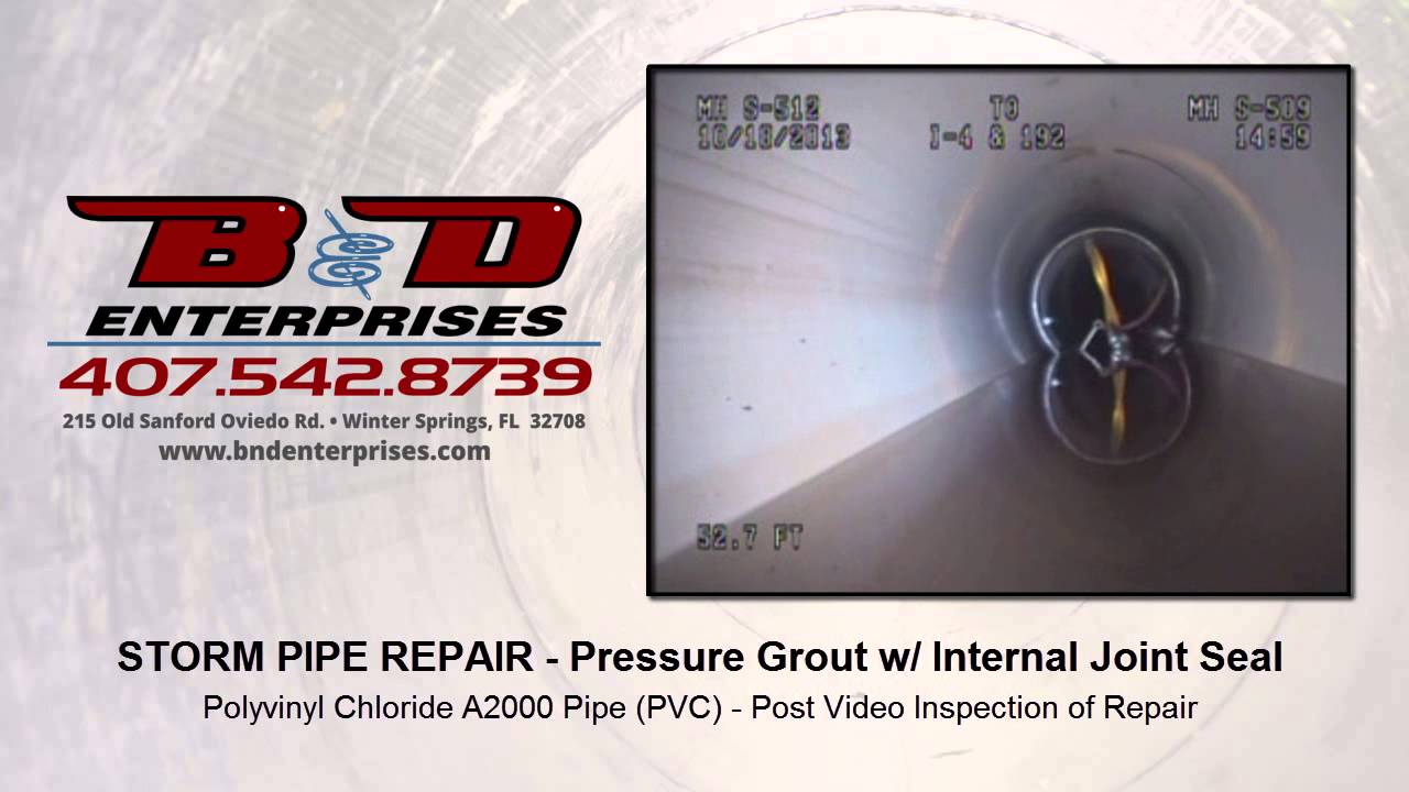 STORM PIPE REPAIR - Pressure Grout w/ Internal Joint Seal - A2000 PVC ...