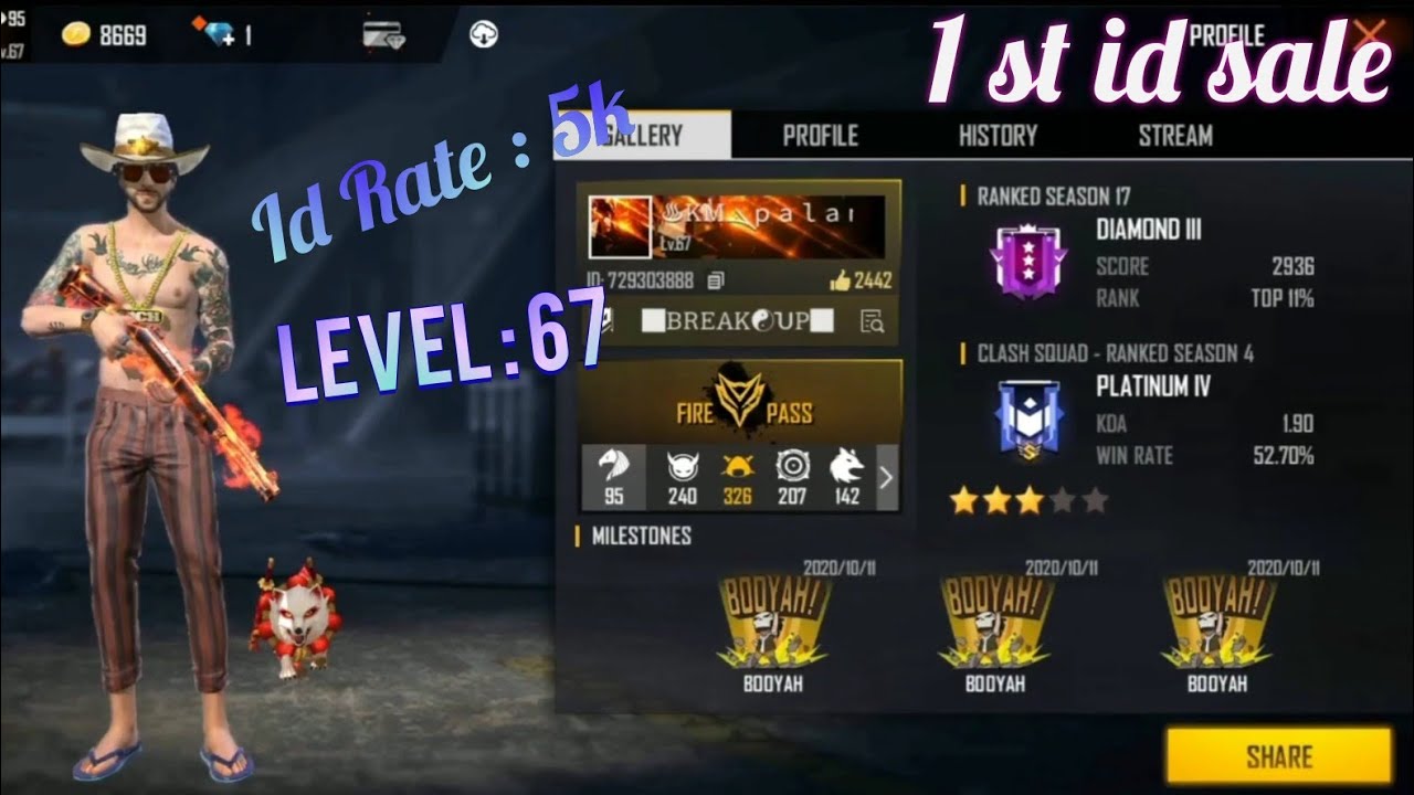 Free Fire ID sale 1st id sale of us - YouTube