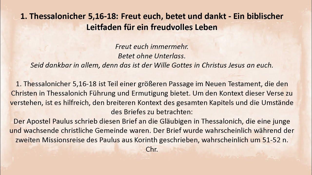 1. Thessalonicher 5,16-18: Freut euch, betet und dankt - ein Leitfaden für ein freudvolles Leben ...