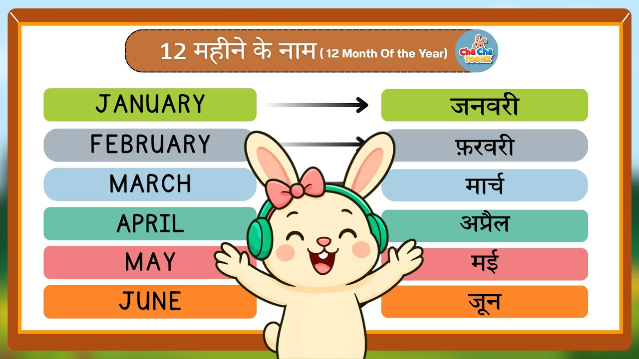 Months of the Year Song in Hindi | महीनों के नाम | January February ...