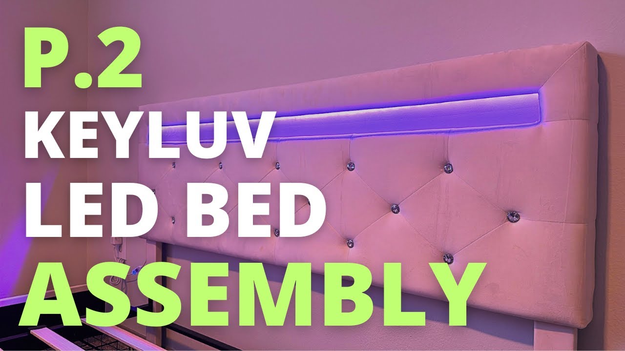 Keyluv Bed Frame with 4 Storage Drawers and Adjustable Crystal Button ...