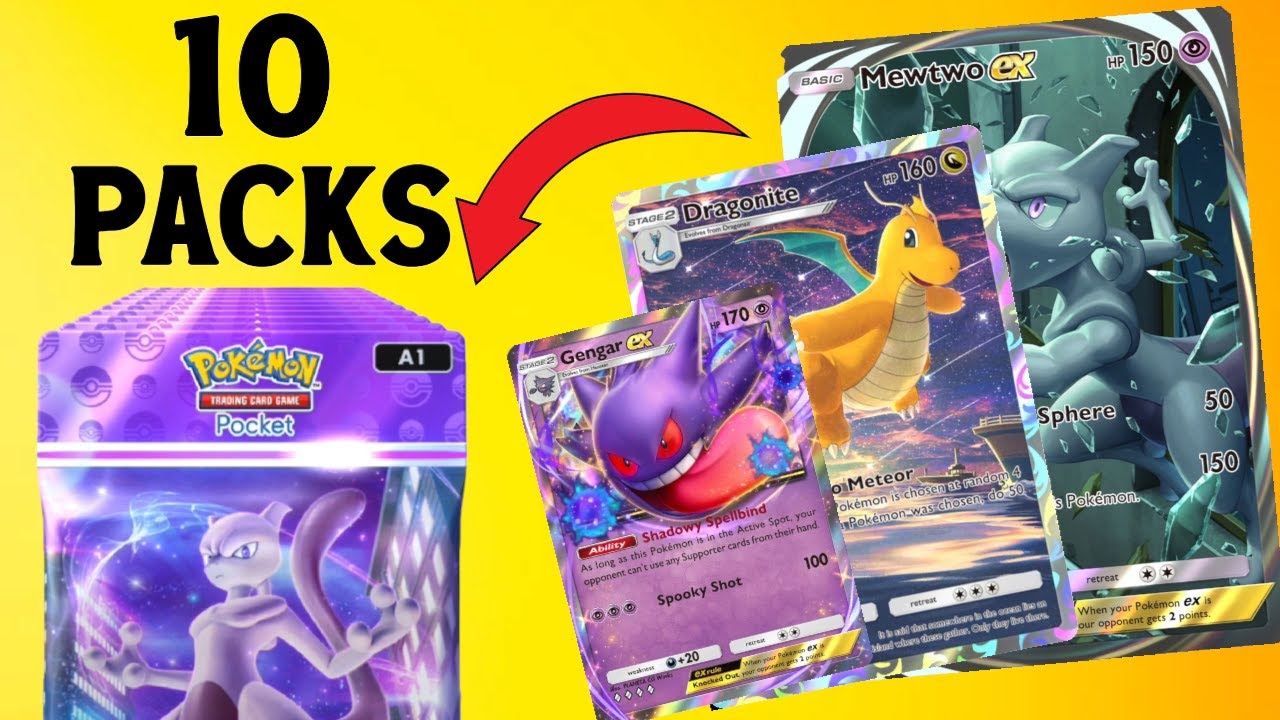 10 Mewtwo Genetic Packs Opening | Pokemon TCG Pocket - YouTube