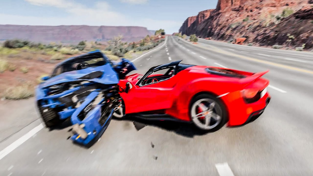 small overlap Car Crashes - BeamNG.Drive - YouTube