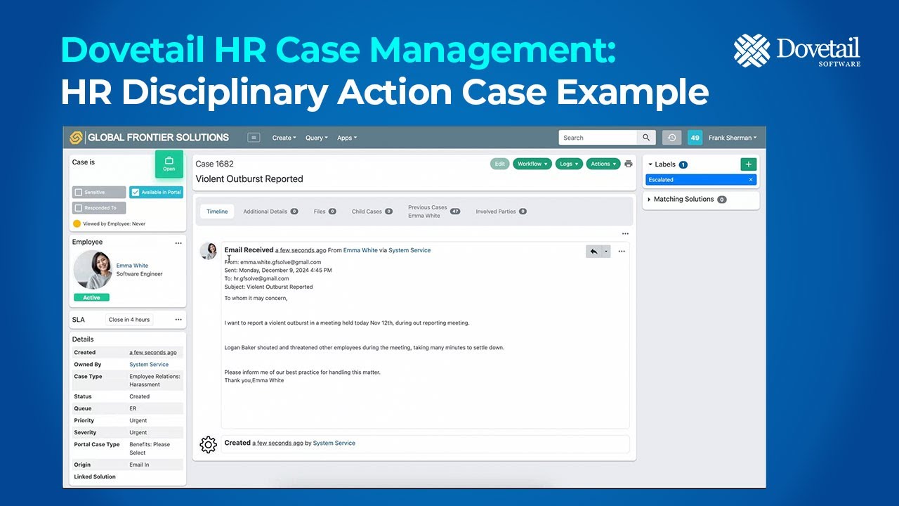 Dovetail HR Case Management: HR Disciplinary Action Case - YouTube