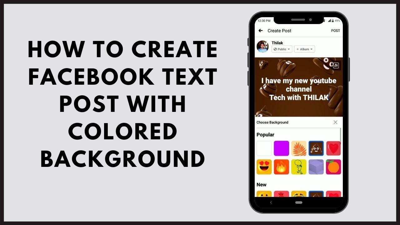 How to create Facebook text post with colored background - YouTube