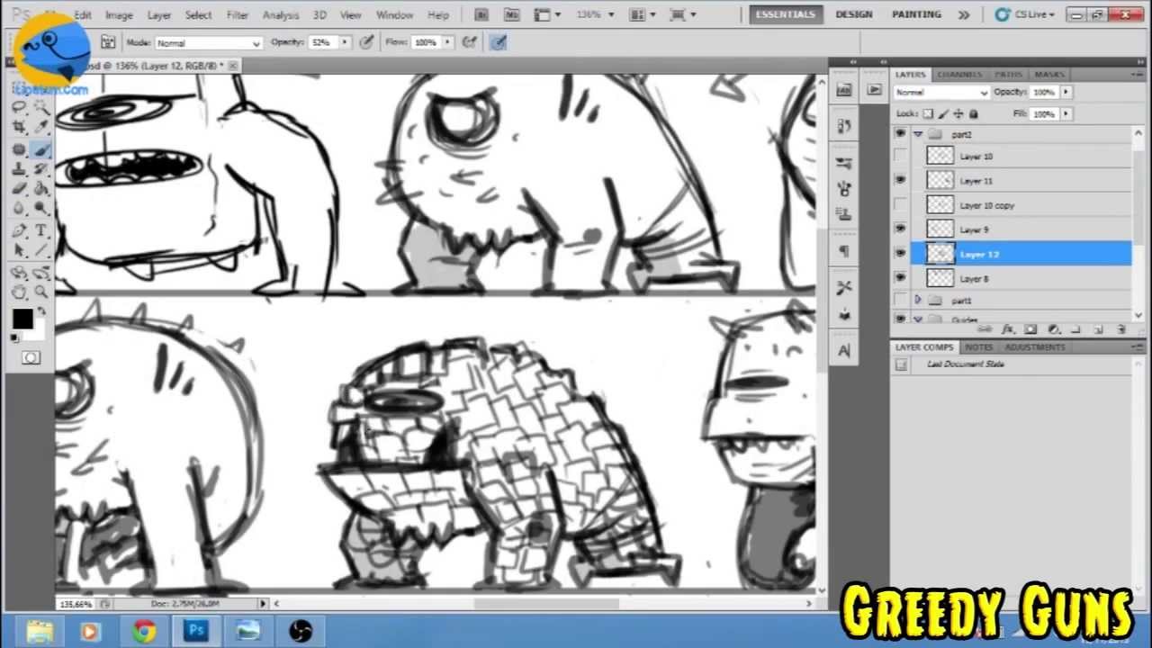 GREEDY GUNS devlog #2 - Tank Alien Concept Timelapse - YouTube