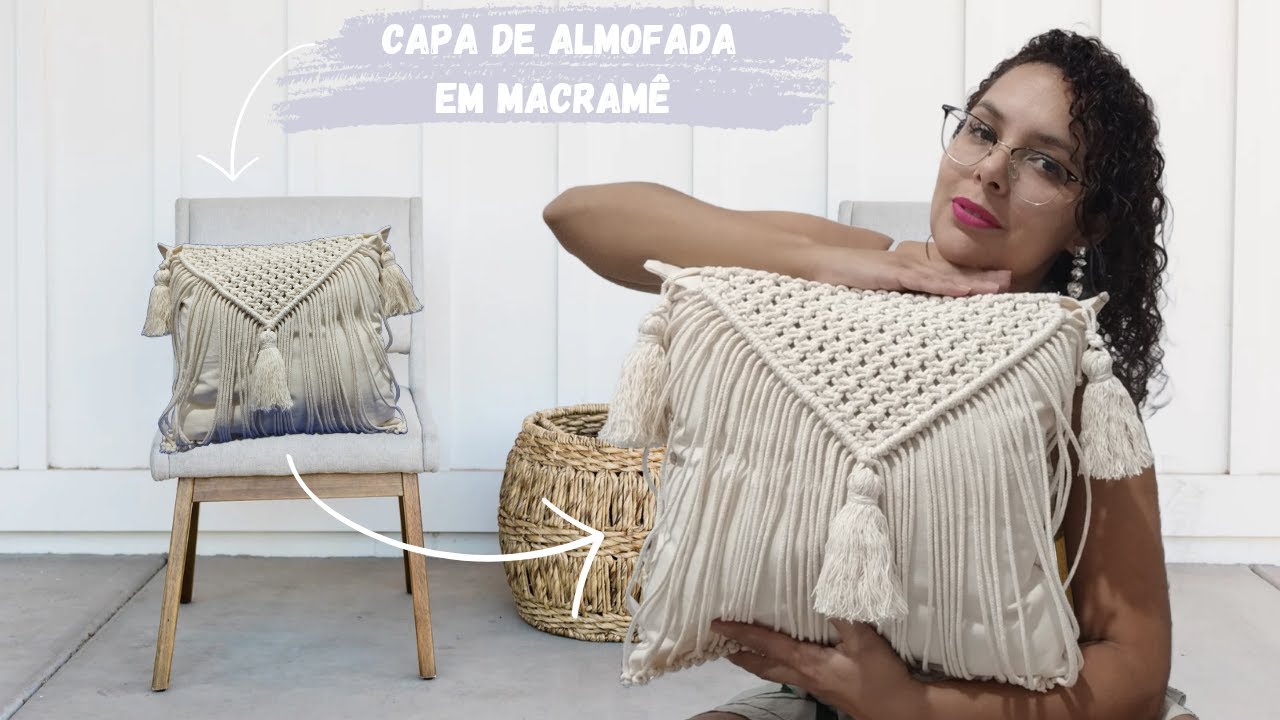 Capa de almofada em macramê passo a passo, dy tutorial capa de almofada ...
