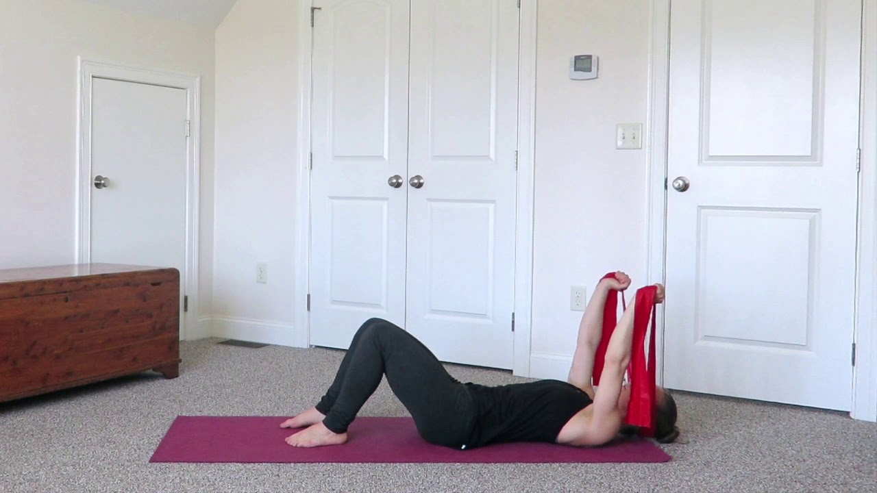 Supine band resisted chin tucks - YouTube