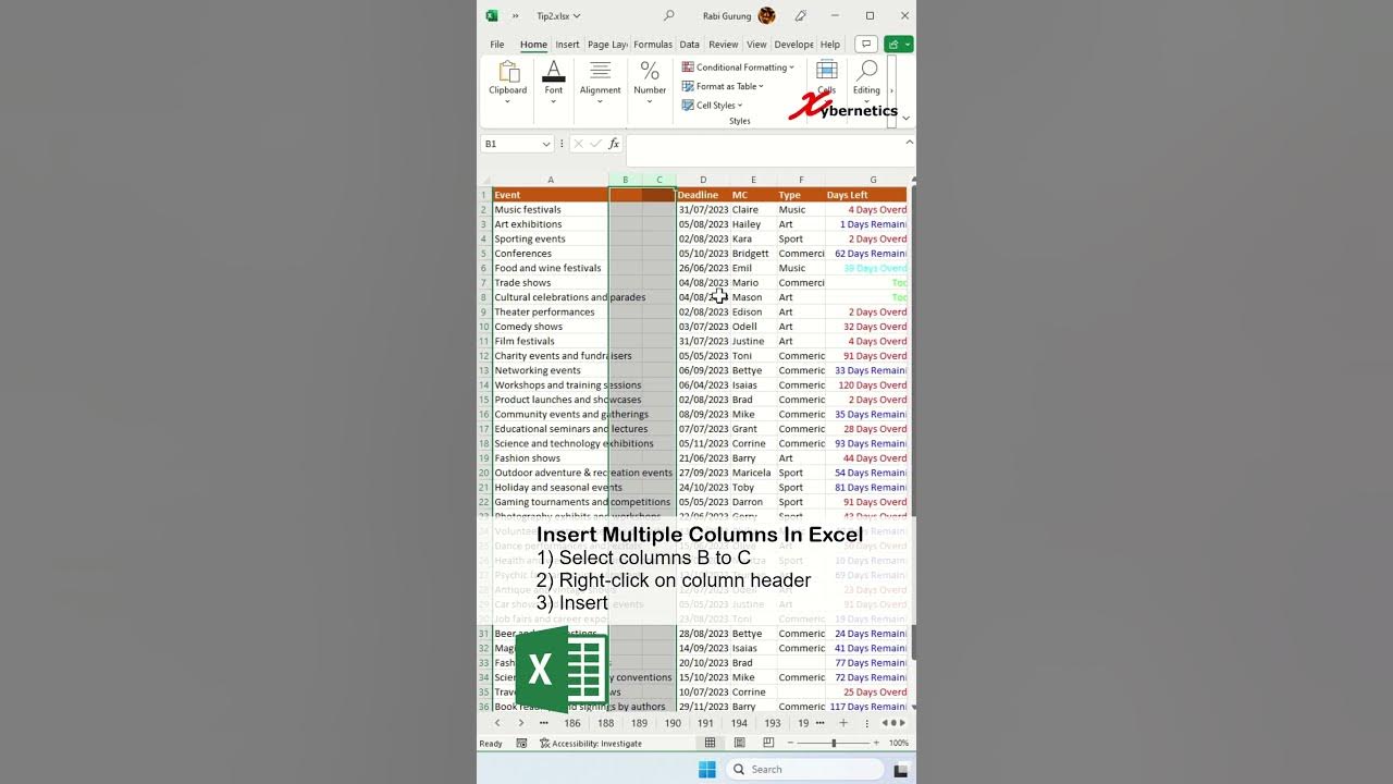 Quick and Easy Way to Add Multiple rows and column in Excel and Google Sheets - Excel Tip and ...