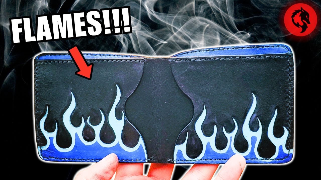 Blue FLAMING Wallet - How I Made this Blue Flame Tooled Leather Wallet ...