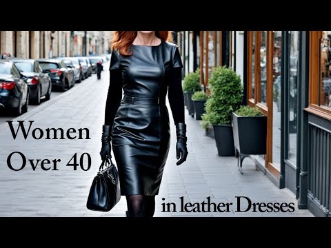 So stunning and elegant looks of mature women Over 40 in leather Dresses For Office Wear 2024