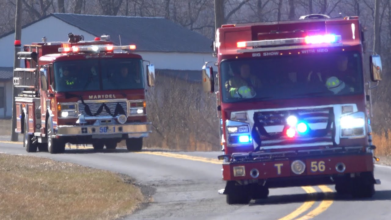 Marydel Fire Company Tanker 56 & Engine 56-1 Responding - YouTube