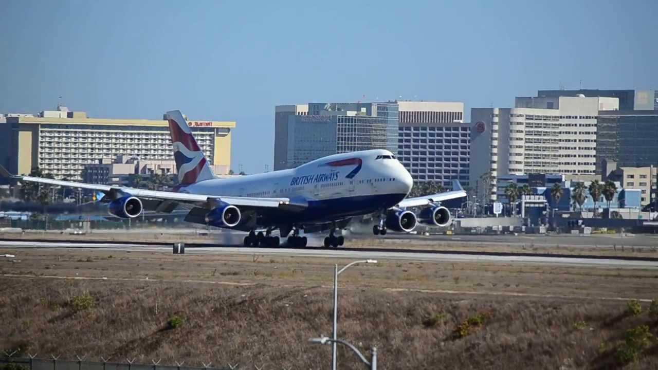 British Airways Landing at Los Angeles the incredible B 747 - YouTube