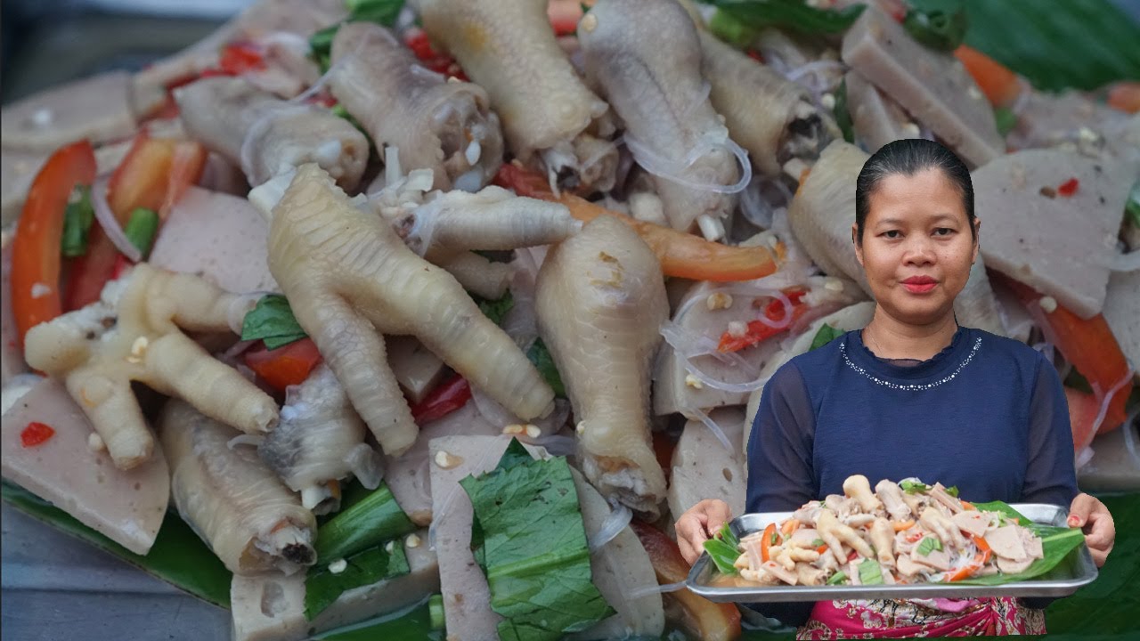 Cooking salad chicken feet with Clear noodle recipe - YouTube