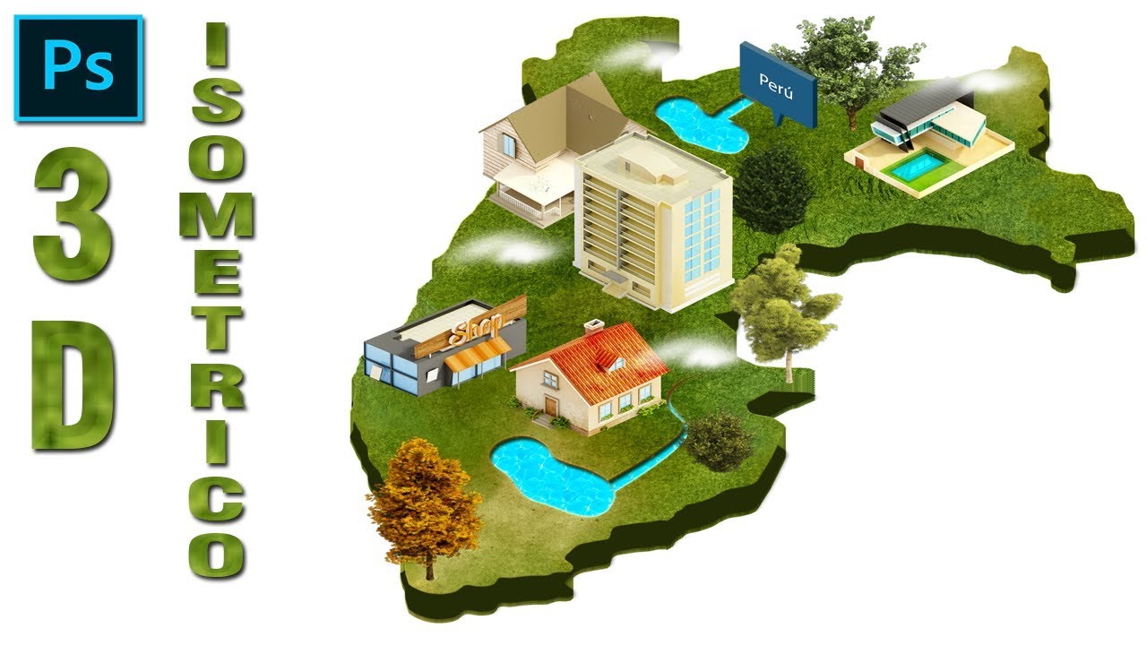 COMO HACER UN MAPA 3D ISOMETRICO CON PHOTOSHOP - YouTube