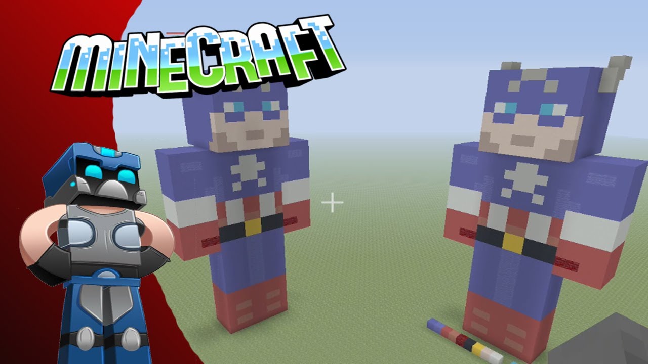 Tutorial Minecraft Capitan America Avengers Skin 3D/ Como hacer Capitan ...