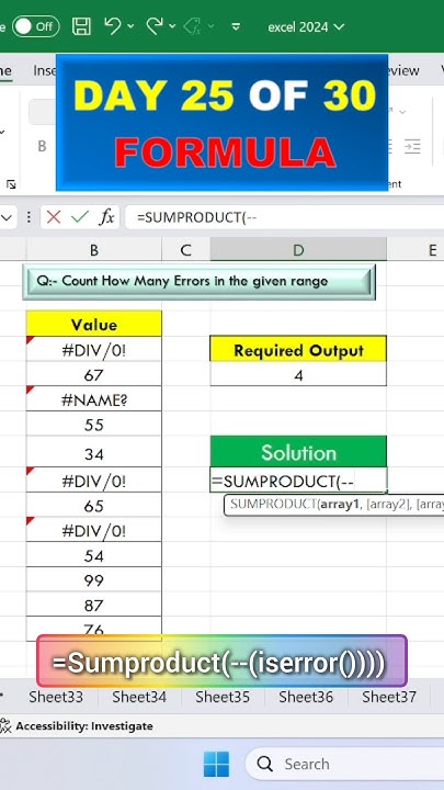 Excel Hack: Quickly Count Errors with SUMPRODUCT #ExcelTips - YouTube