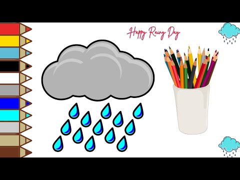 How To Draw A Rainy Cloud🌧️ | Easy Rainy Cloud Tutorial | Rain Drawing ...