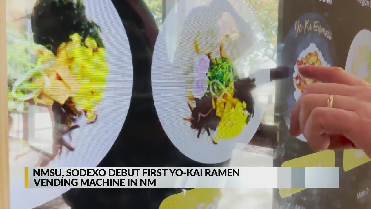 NMSU, Sodexo debut first Yo-Kai Ramen vending machine in state - YouTube
