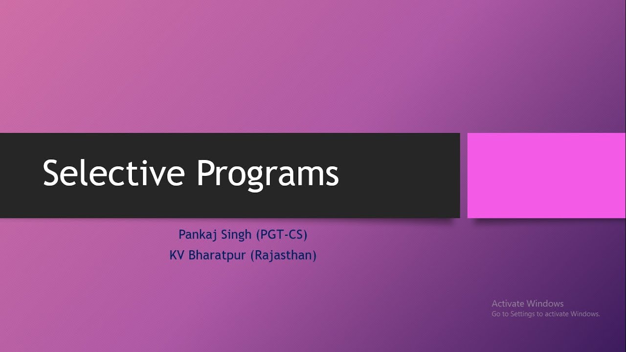 Selective program 1 - YouTube