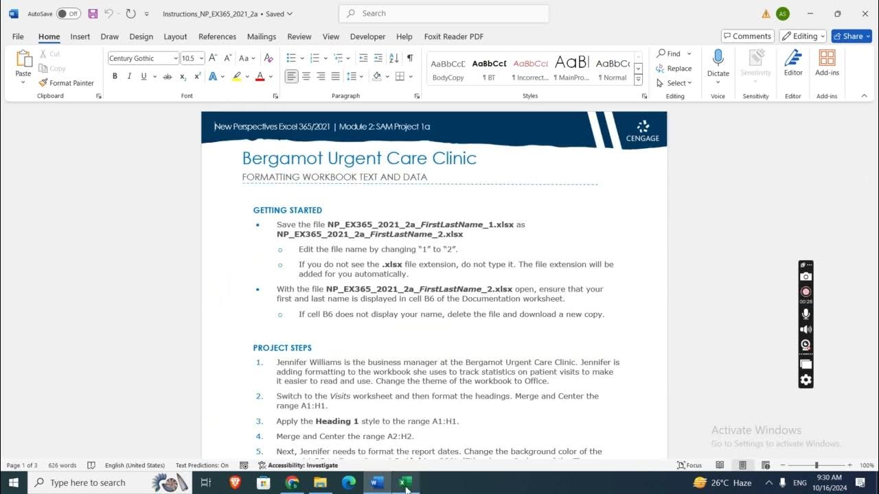 New Perspectives Excel 2019 Module 2 SAM Project 1a | Bergamot Urgent ...