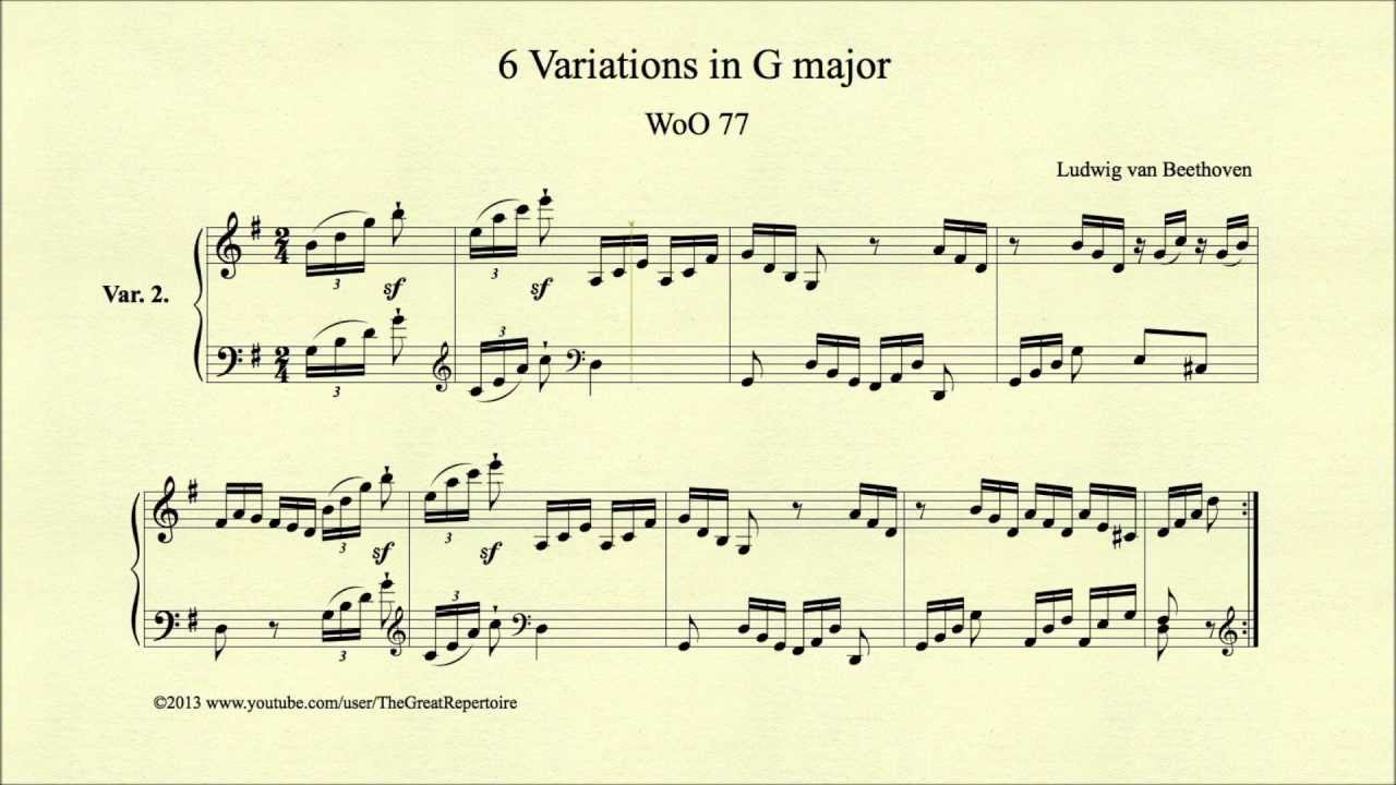 Beethoven, 6 Variations in G major, WoO 77, Var 2 - YouTube