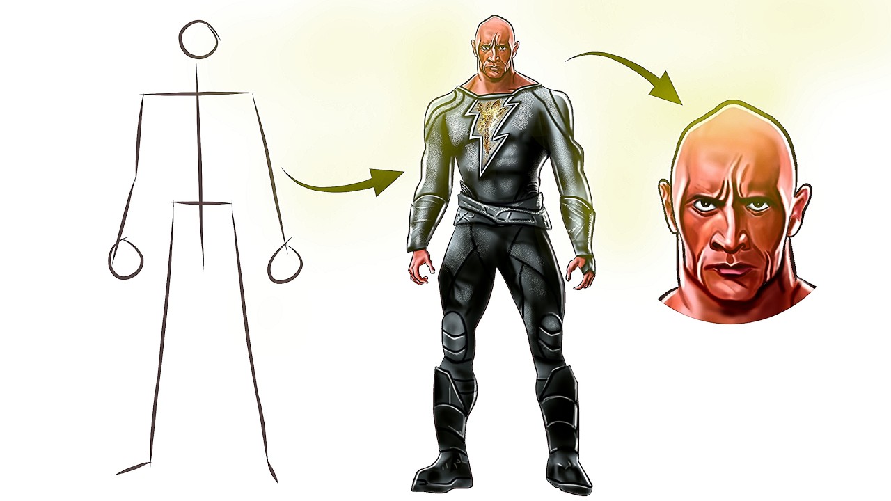 How To Draw Black Adam and Get the Accurate Features | Easy Step by ...