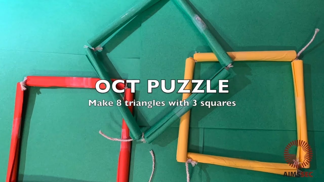 OCT PUZZLE 8 triangles 3 squares. A Puzzle to create an octahedron ...