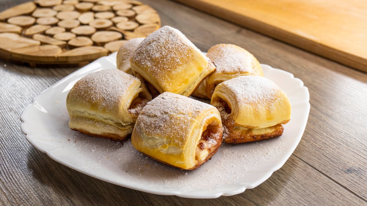 Puff pastry jam rolls recipe - YouTube