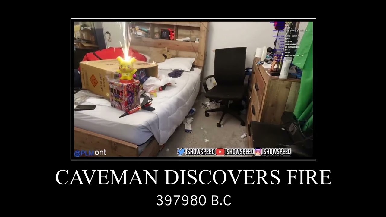 CAVEMAN DISCOVERS FIRE IN 397980 B.C (IShowSpeed Firework Meme) - YouTube