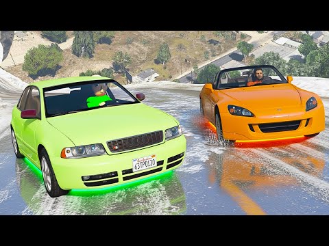 2000 Model Arabalar Çok Güçlü Değil mi ? BUZLU PARKUR GTA 5 MODS