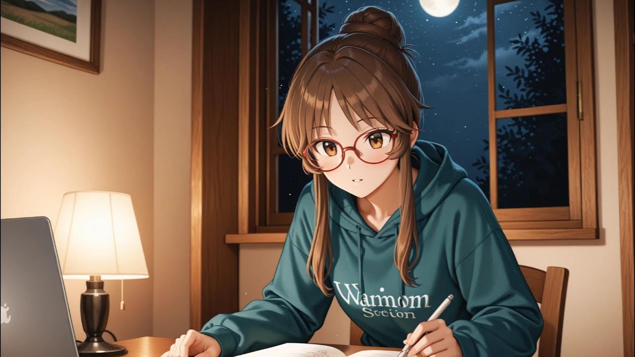Cozy Study Room 🌙 Soft Lofi & Steady Rain for Focus and Reading | Aiko ...