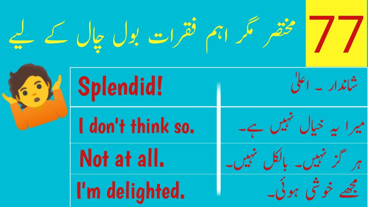 English 77 Short Speaking Practice Sentences with Urdu Translation ...