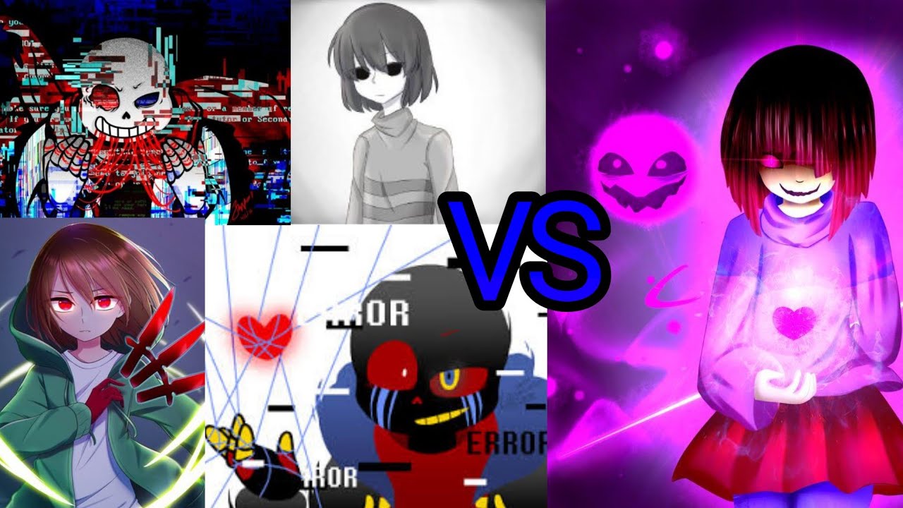 Bonetale Error Sans, Fatal Error Sans, Core Frisk y Storyshift Chara vs ...