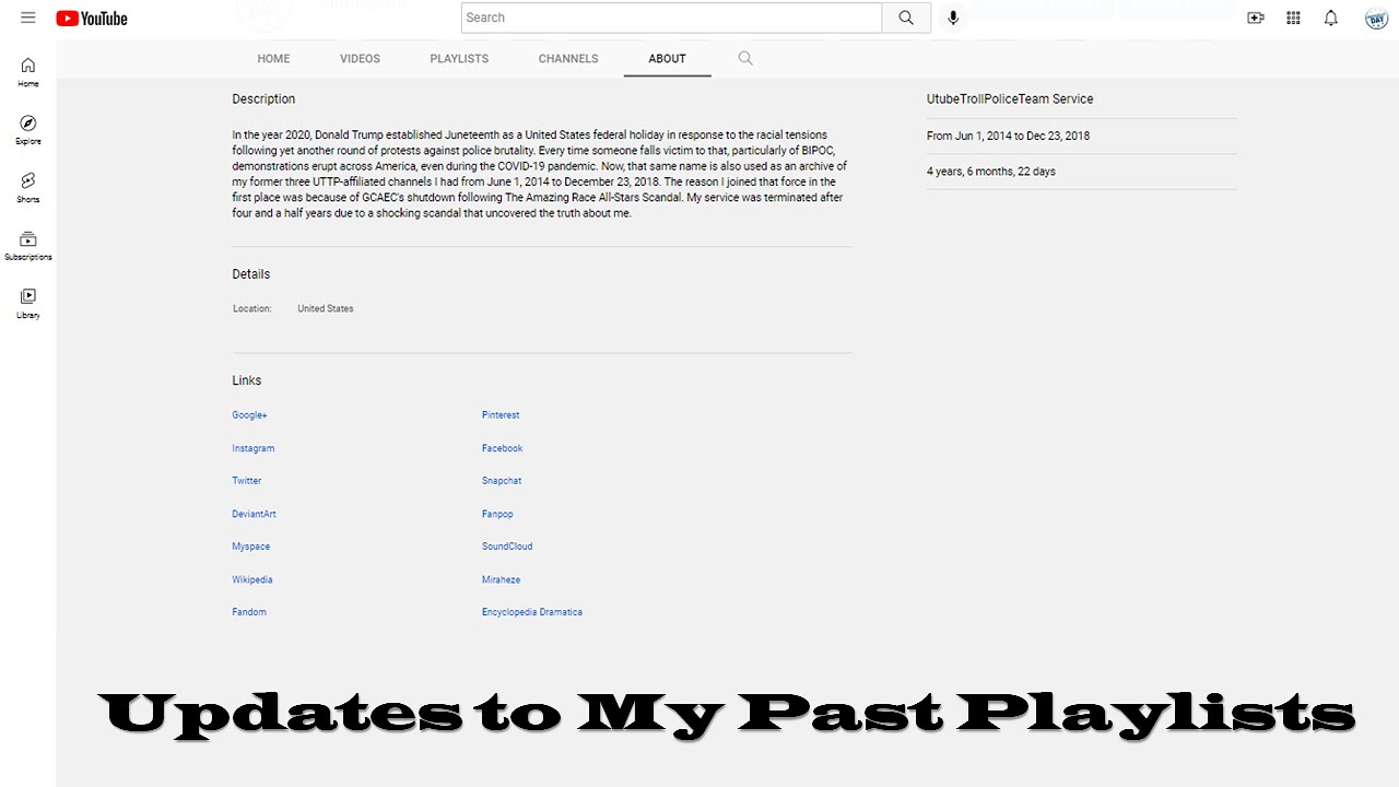 Updates to My Past Playlists - YouTube
