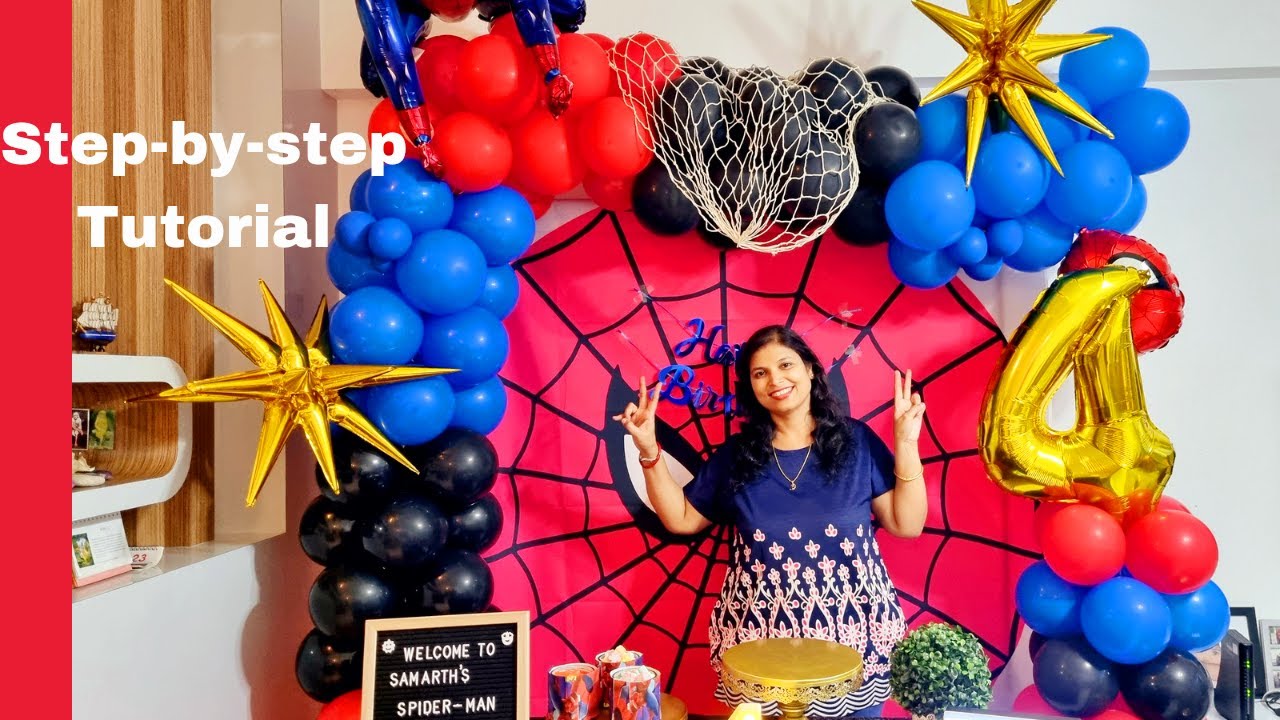 Spiderman balloon Arch | Spiderman balloon decoration | Spiderman ...