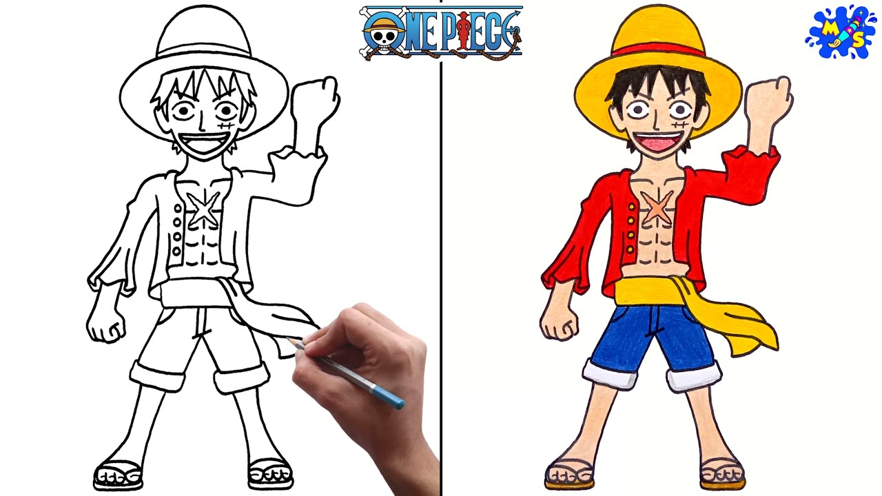 Luffy Drawing One Piece || How to Draw Luffy from One Piece Easy Step ...
