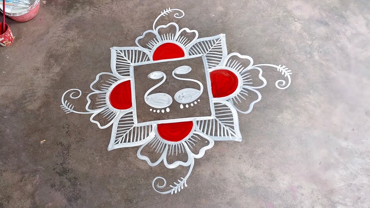Easy alpona design for Laxmi Puja / Square alpona design / Square ...