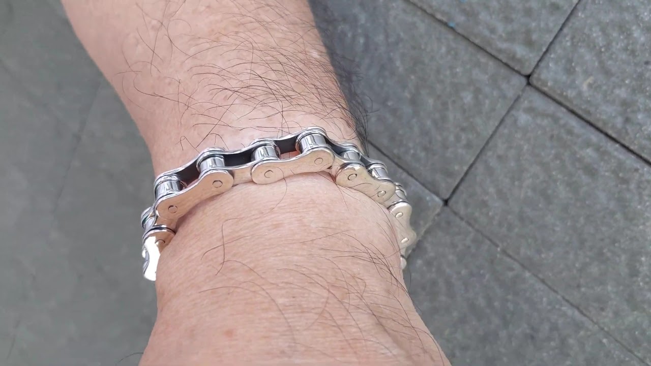 Small Sterling Silver Bike Chain Bracelet - YouTube