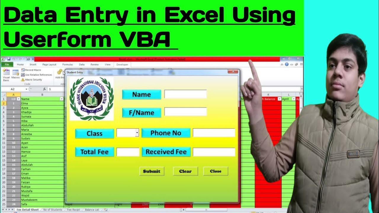 Student Data Entry in Excel Using Userform VBA (Part 1) - YouTube