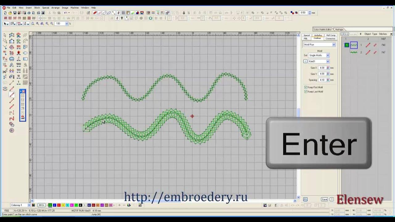 Уроки Wilcom .Motif Run часть 1 Обучающий курс на New embroidery - YouTube