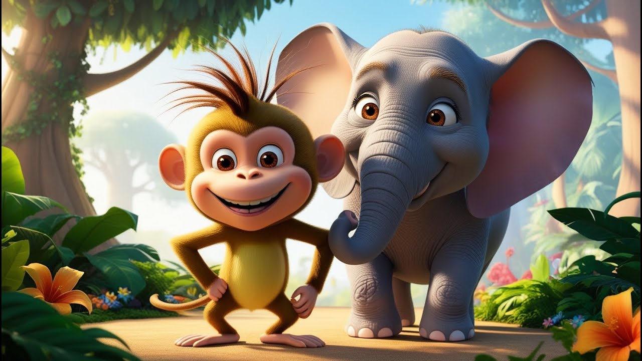 The Monkey and the Elephant Adventures in the Jungle Song | Fun Animals ...