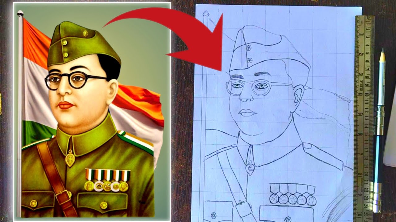 Netaji Subhash Chandra Bose outline 🫡 #drawing - YouTube