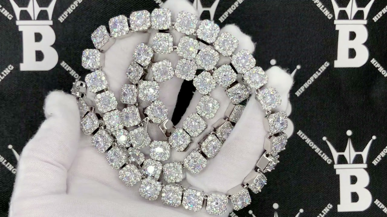 Cushion Cluster Bling Bling CZ Iced Out Chain | Hip Hop Jewelry - YouTube