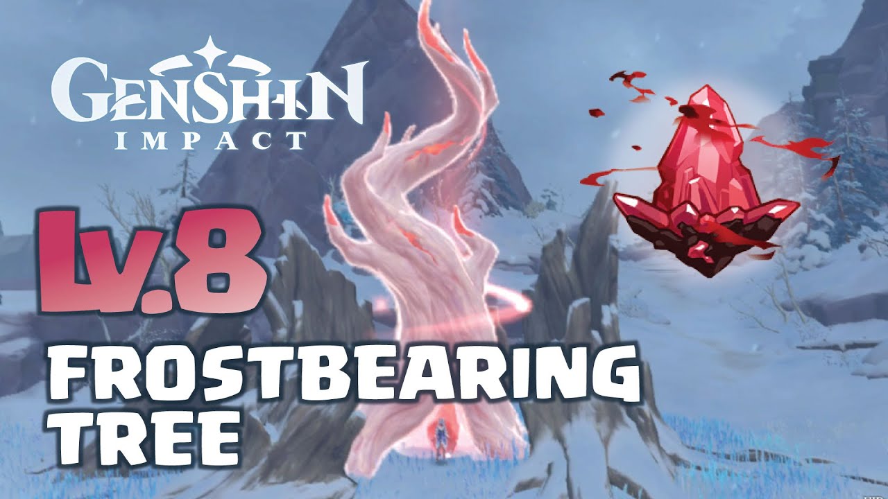 LOKASI CRIMSON AGATE - FROSTBEARING TREE Lv.8 [ Genshin Impact ...