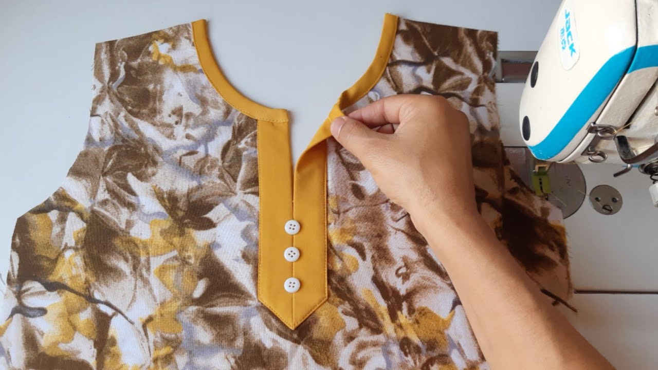 Cut and sew neck collar in the fastest and most perfect way beginners ...